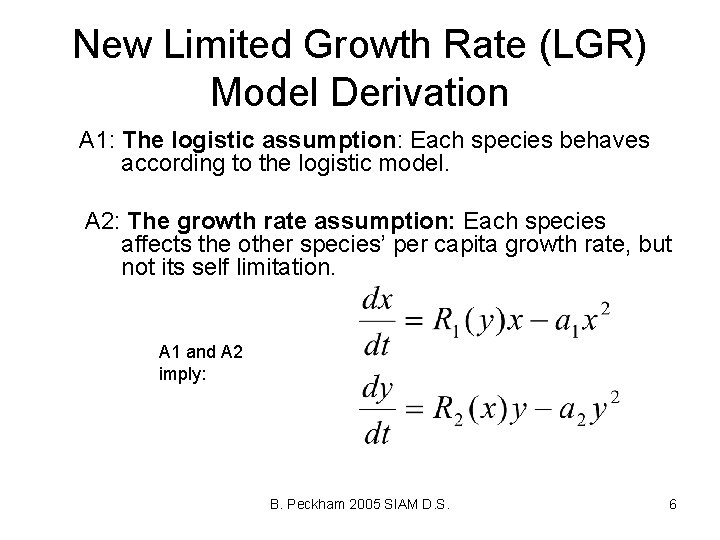 A Bifurcation Analysis of a Differential Equations Model
