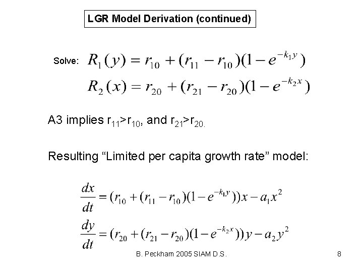 A Bifurcation Analysis of a Differential Equations Model