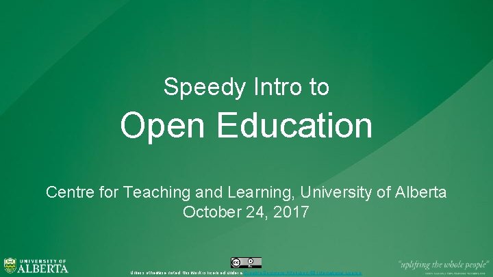 Speedy Intro to Open Education Centre for Teaching