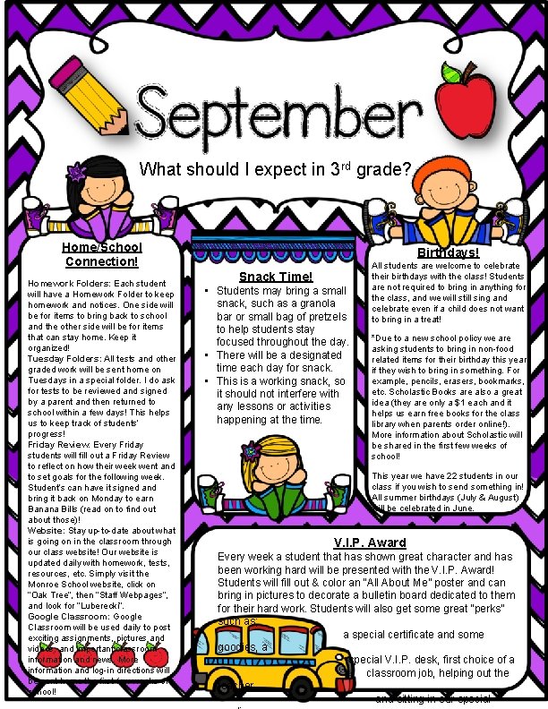 Welcome to Mrs Lubereckis 3 rd Grade Class