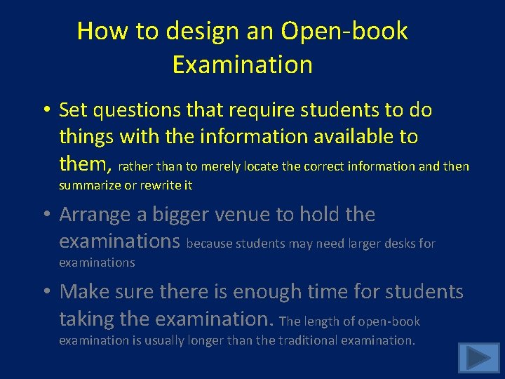 How to design an Openbook Examination Set questions