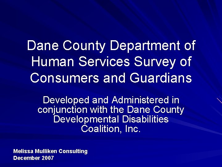Dane County Department of Human Services Survey of
