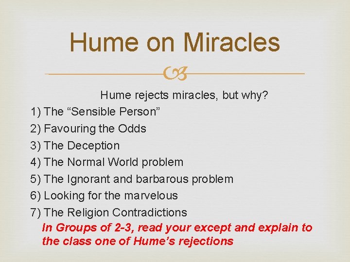 Miracles Lesson 3 Philosophy of Religion Mr De