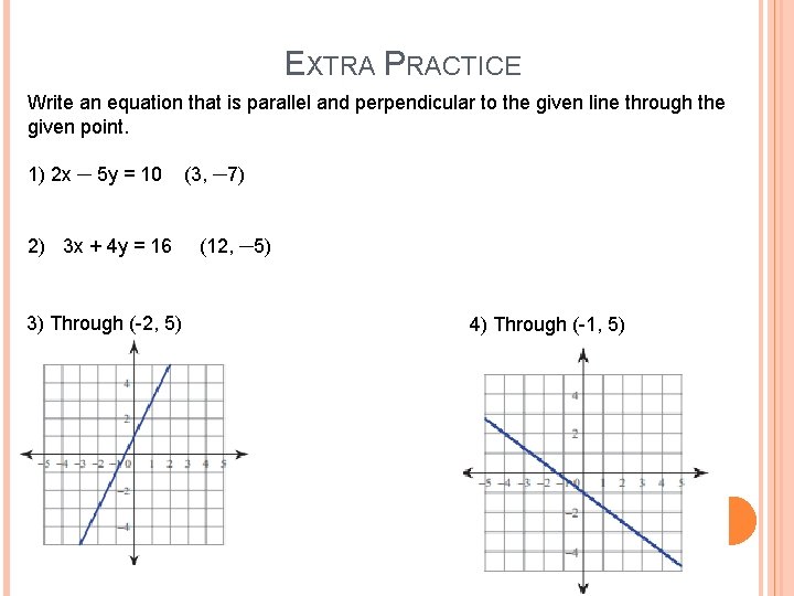 UNIT 4 REVIEW Linear Functions WARMUP 1 2