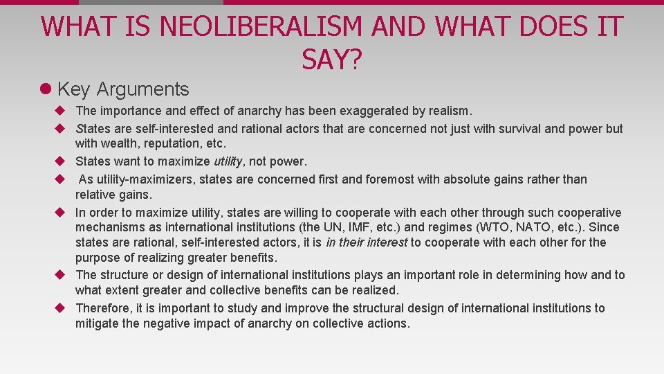 Neoliberalism By Chandy Doung Gao Ziqin and Daeho