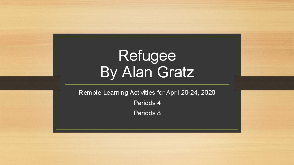 Refugee By Alan Gratz Remote Learning Activities for