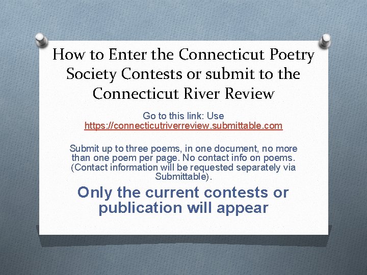 How to Enter the Connecticut Poetry Society Contests
