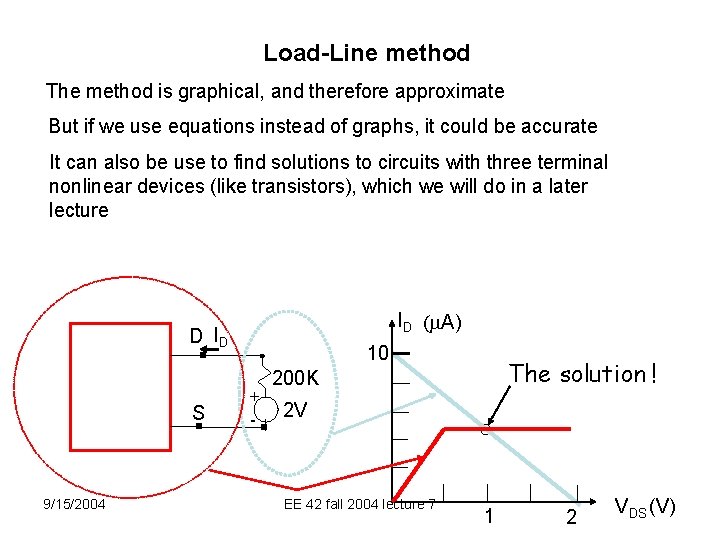 Lecture 7 Graphical analysis Capacitors Finish graphical analysis