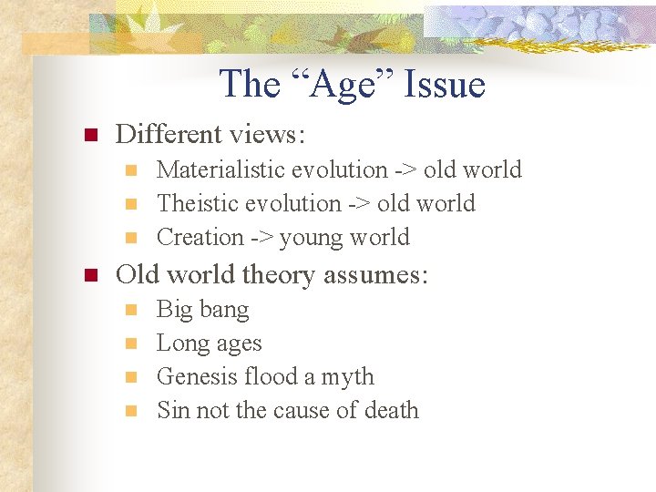 Evidence For a Young World Dr Heinz Lycklama