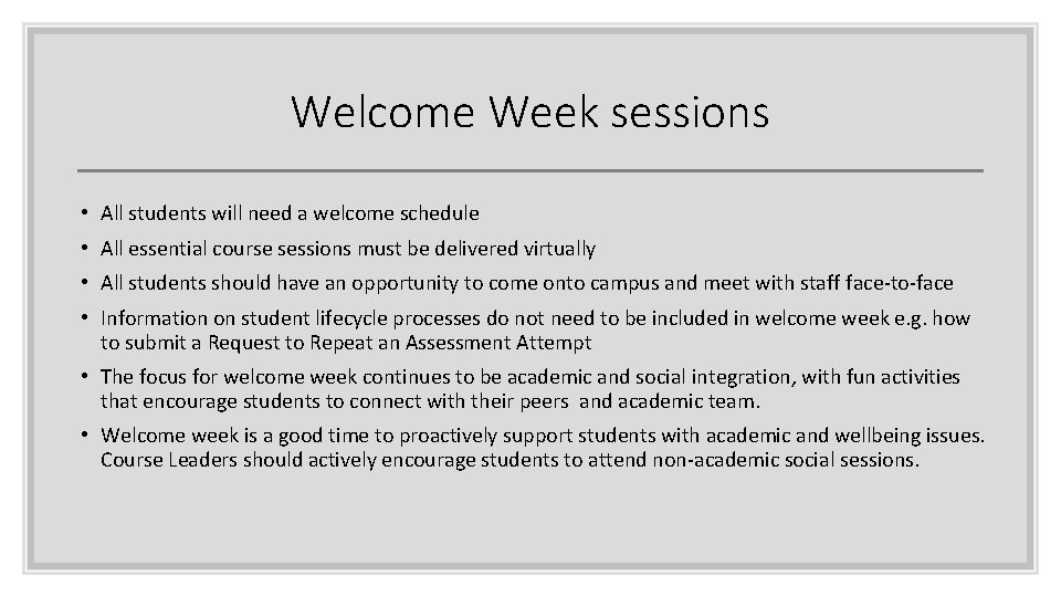 Hallam Welcome Framework Sarah Smart Student Transition and