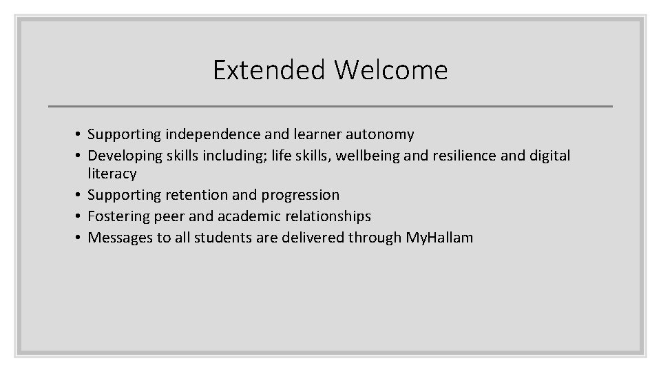 Hallam Welcome Framework Sarah Smart Student Transition and