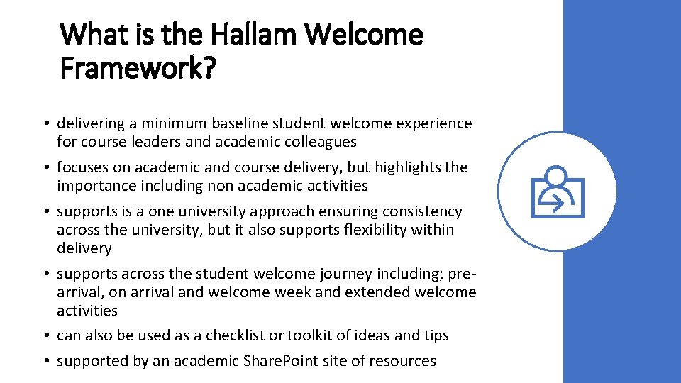 Hallam Welcome Framework Sarah Smart Student Transition and