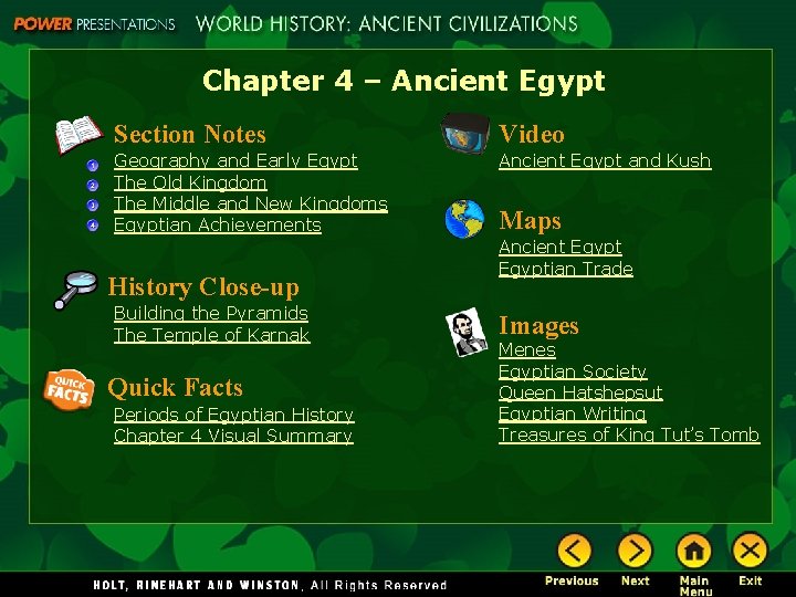 Chapter 4 Ancient Egypt Section Notes Video Geography