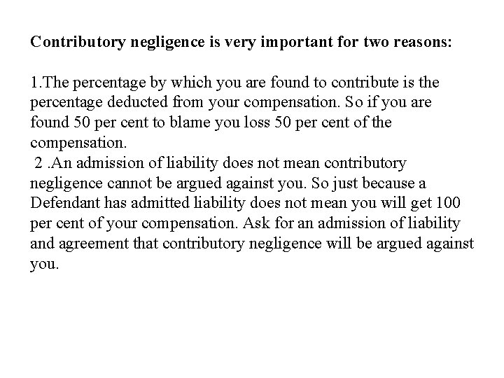LAW OF TORT CONTRIBUTE NEGLIGENCE Introduction History of