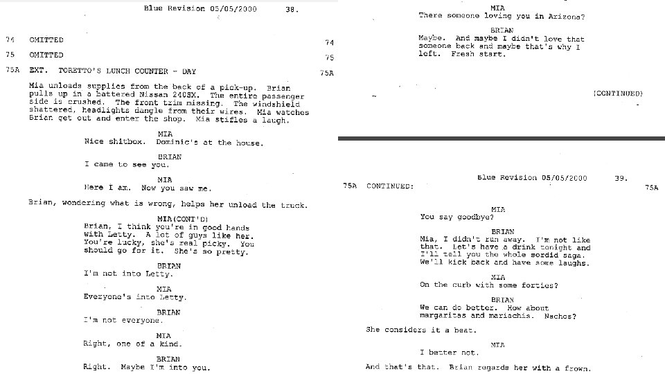 Activity 1 Analysis of existing film scripts Jack