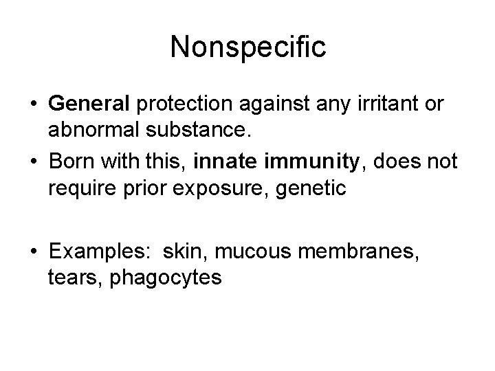 The Immune system Function Protects body from pathological