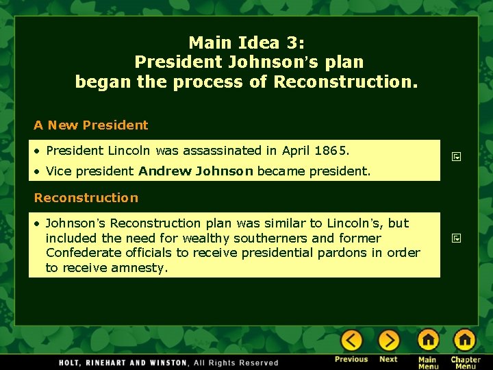 Reconstruction Section Notes Rebuilding the South The Fight