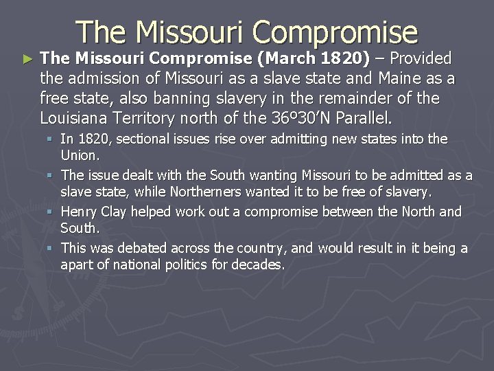 Unity and Sectionalism Chapter 10 Lesson 3 The