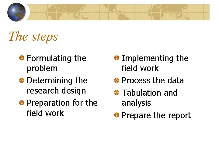 The MR process The steps Formulating the problem