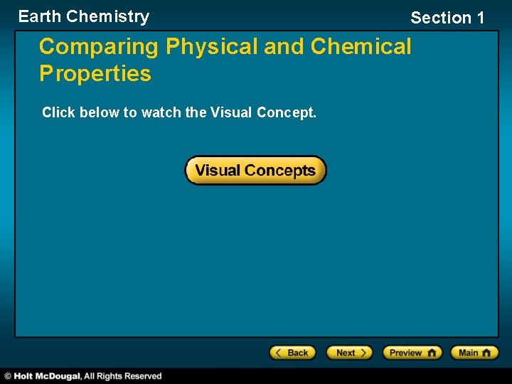 Earth Chemistry Section 1 Comparing Physical and Chemical