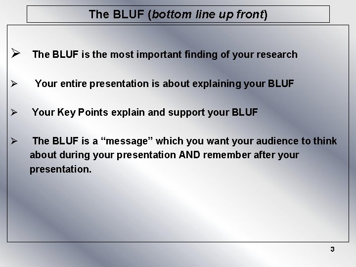 The Structure of a Research Findings Standup Presentation