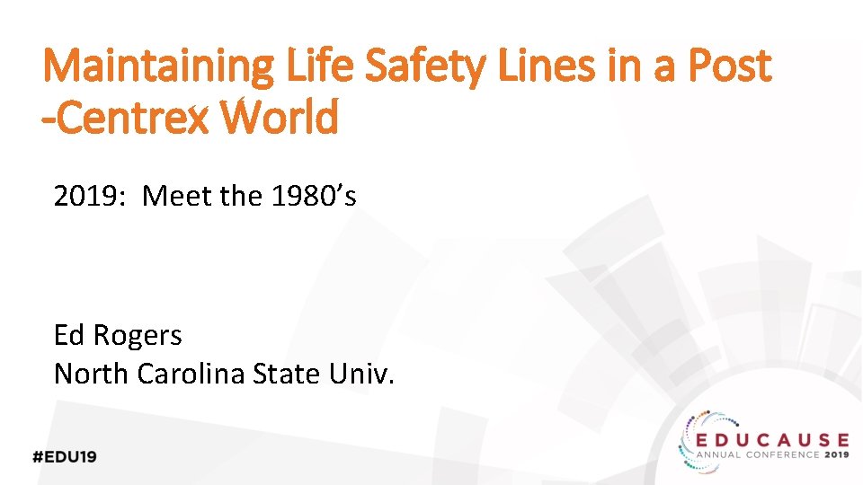 Maintaining Life Safety Lines in a Post Centrex