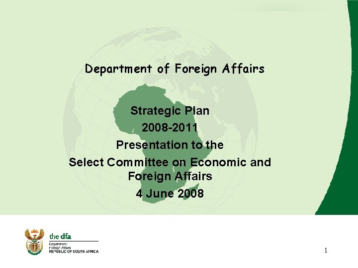 Department of Foreign Affairs Strategic Plan 2008 2011