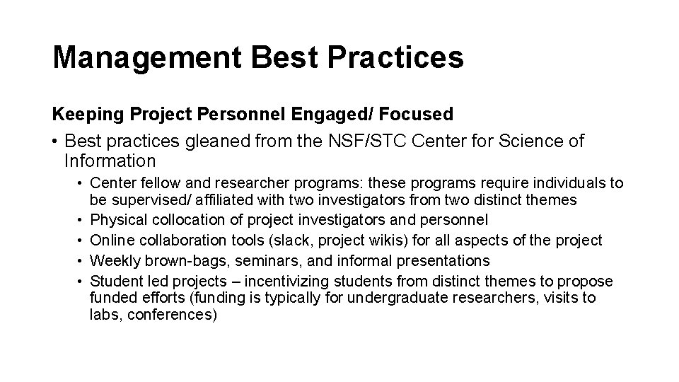 Management Plan Objectives and Best Practices Management Plan