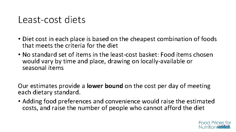 Cost and Affordability of Healthy Diets Globally Anna