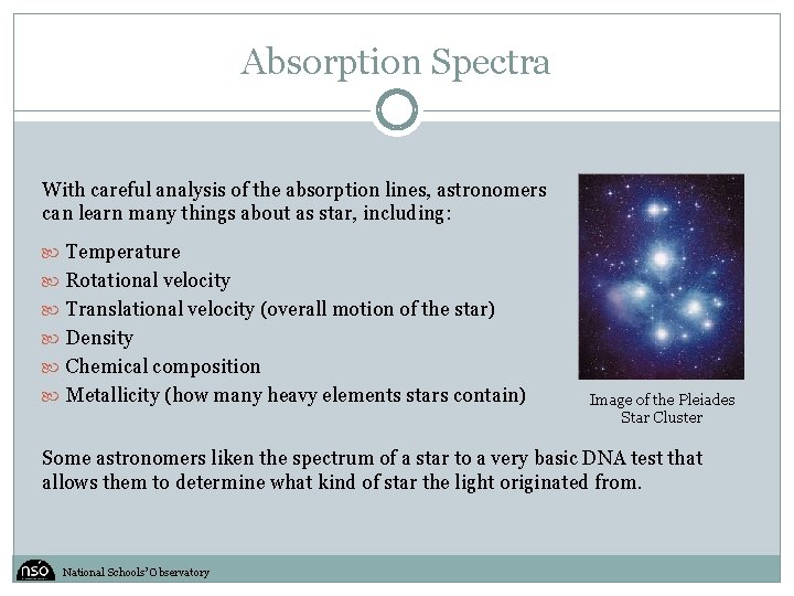 Stellar Spectroscopy National Schools Observatory Introduction ...