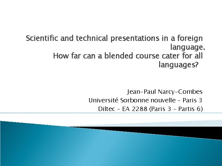 Scientific and technical presentations in a foreign language