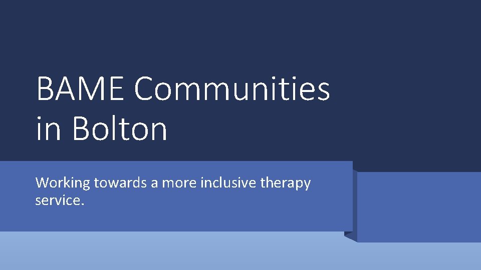 BAME Communities in Bolton Working towards a more