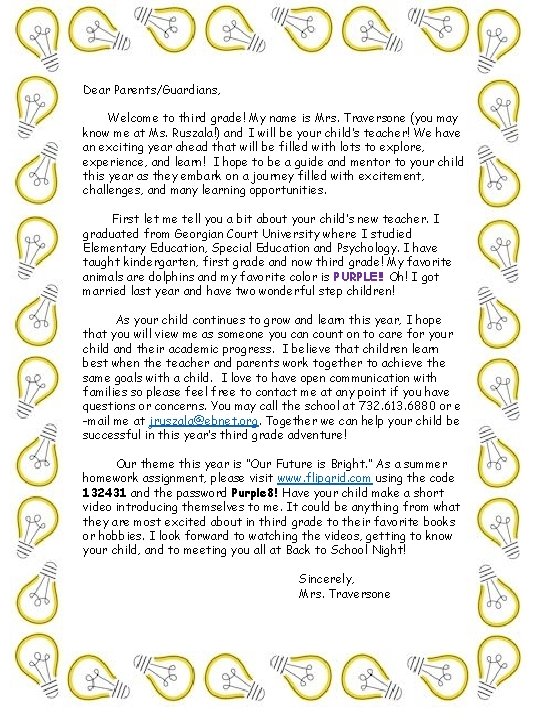 Dear ParentsGuardians Welcome to third grade My name