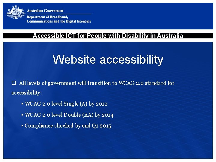 Accessible ICT for People with Disability in Australia