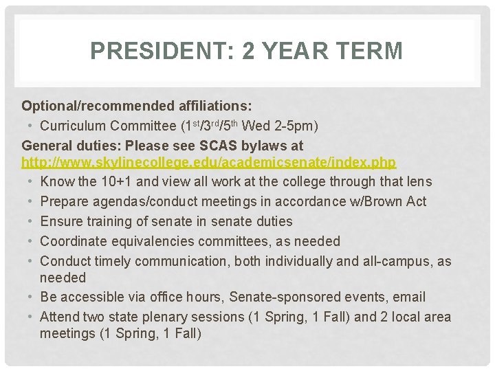 SKYLINE COLLEGE ACADEMIC SENATE PREELECTION PLANNING UNDERSTANDING ...