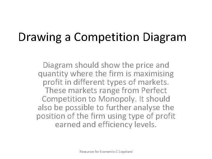 Drawing a Competition Diagram should show the price