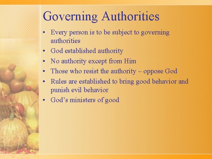 Romans Part IV Lesson 5 Romans 13 Subjection