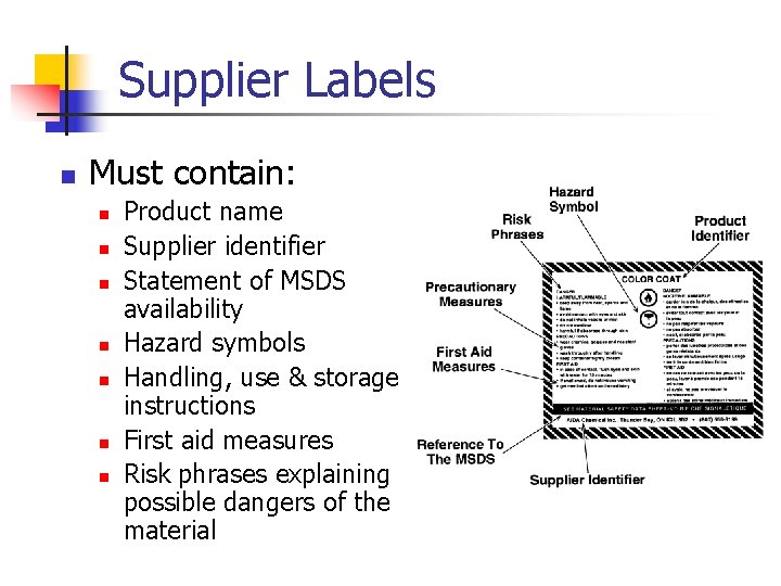 WHMIS Workplace Hazardous Materials Information System Product Labels