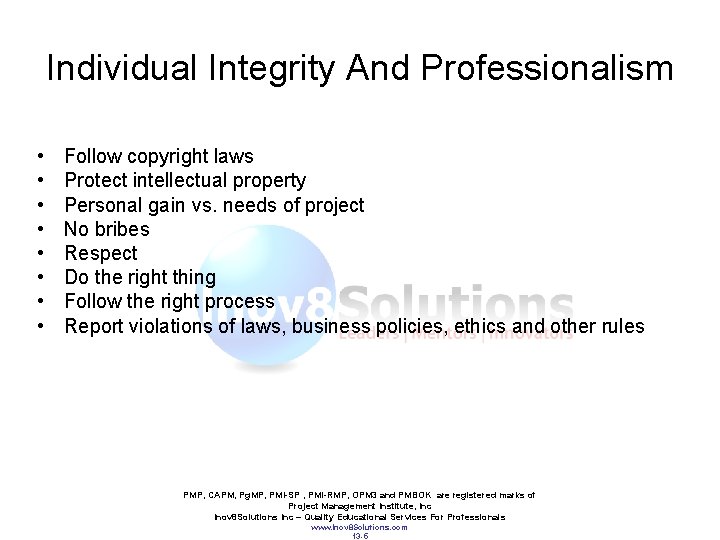 Chapter 13 Professional Responsibility PMP CAPM Pg MP