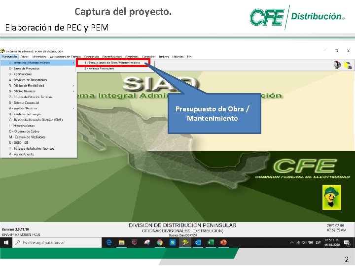 Ejemplo de Captura de un Proyecto con dos