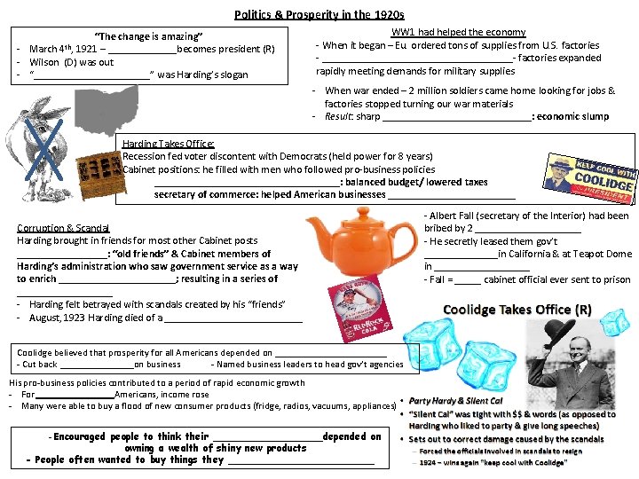 Politics Prosperity in the 1920 s The change