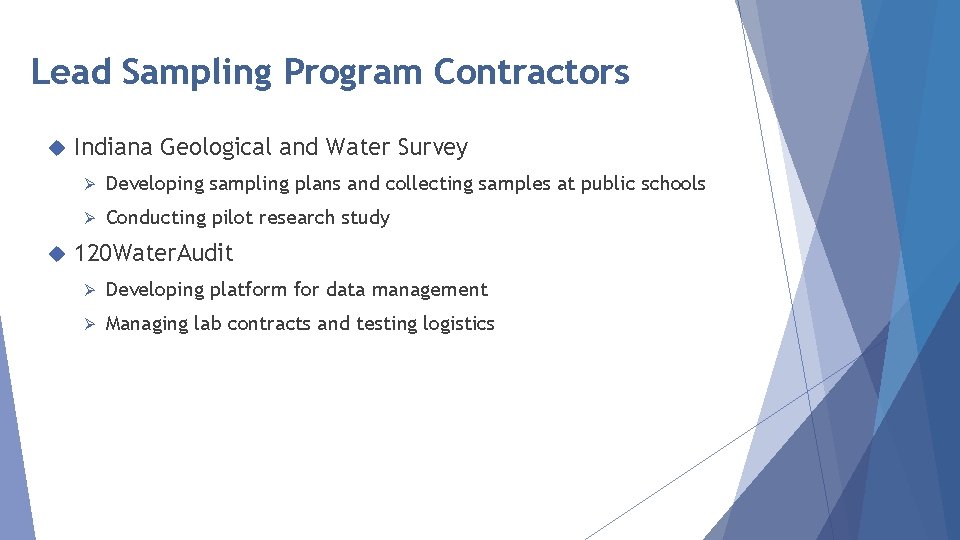 Lead Sampling Program for Public Schools Indiana Finance