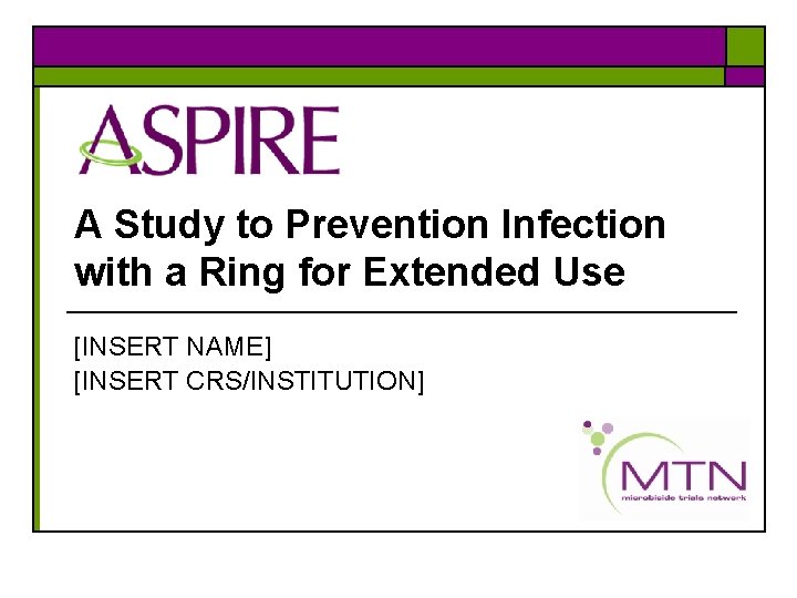 A Study to Prevention Infection with a Ring
