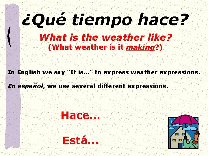 Qu tiempo hace What is the weather like