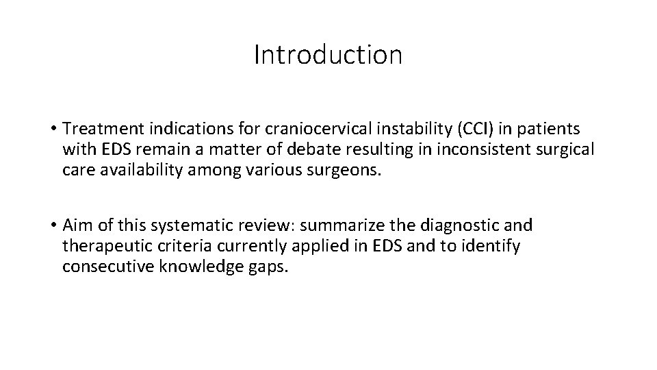 Diagnostic and treatment criteria of craniocervical instability in