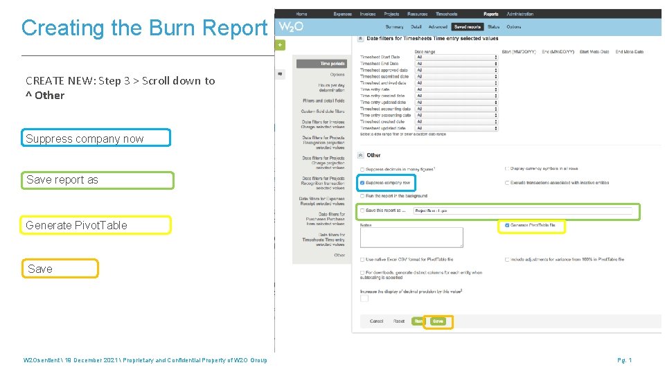 Creating the Burn Report CREATE NEW Step 3