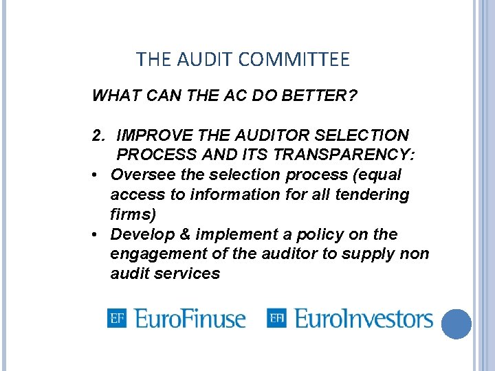 WHAT CAN THE AUDIT COMMITTEE DO BETTER FEE