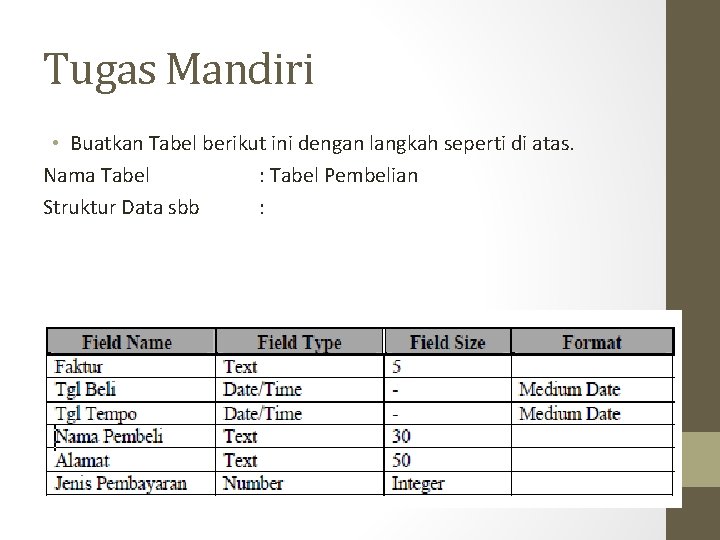 Praktikum Microsoft Access Tabel Pertemuan 2 Tujuan Umum