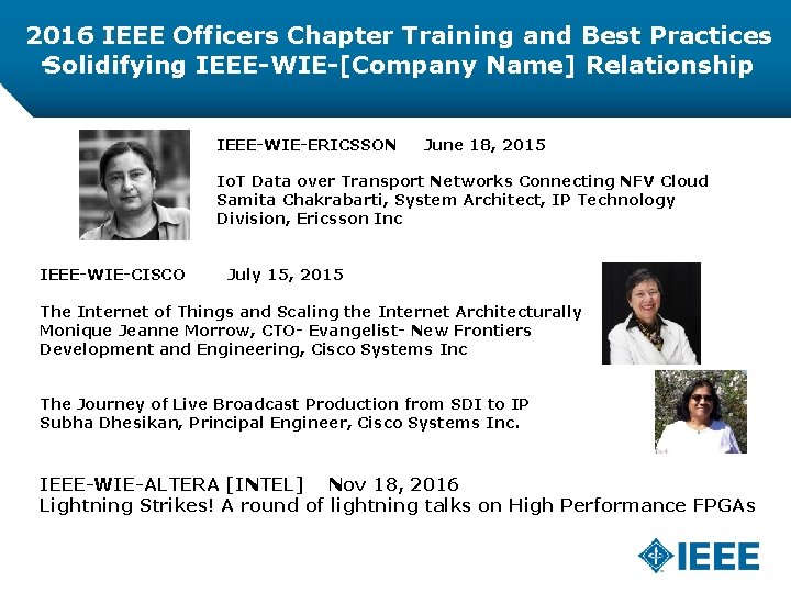 2016 IEEE Officers Chapter Training and Best Practices
