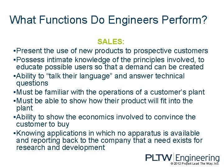 Engineering Overview Introduction to Engineering Design 2012 Project